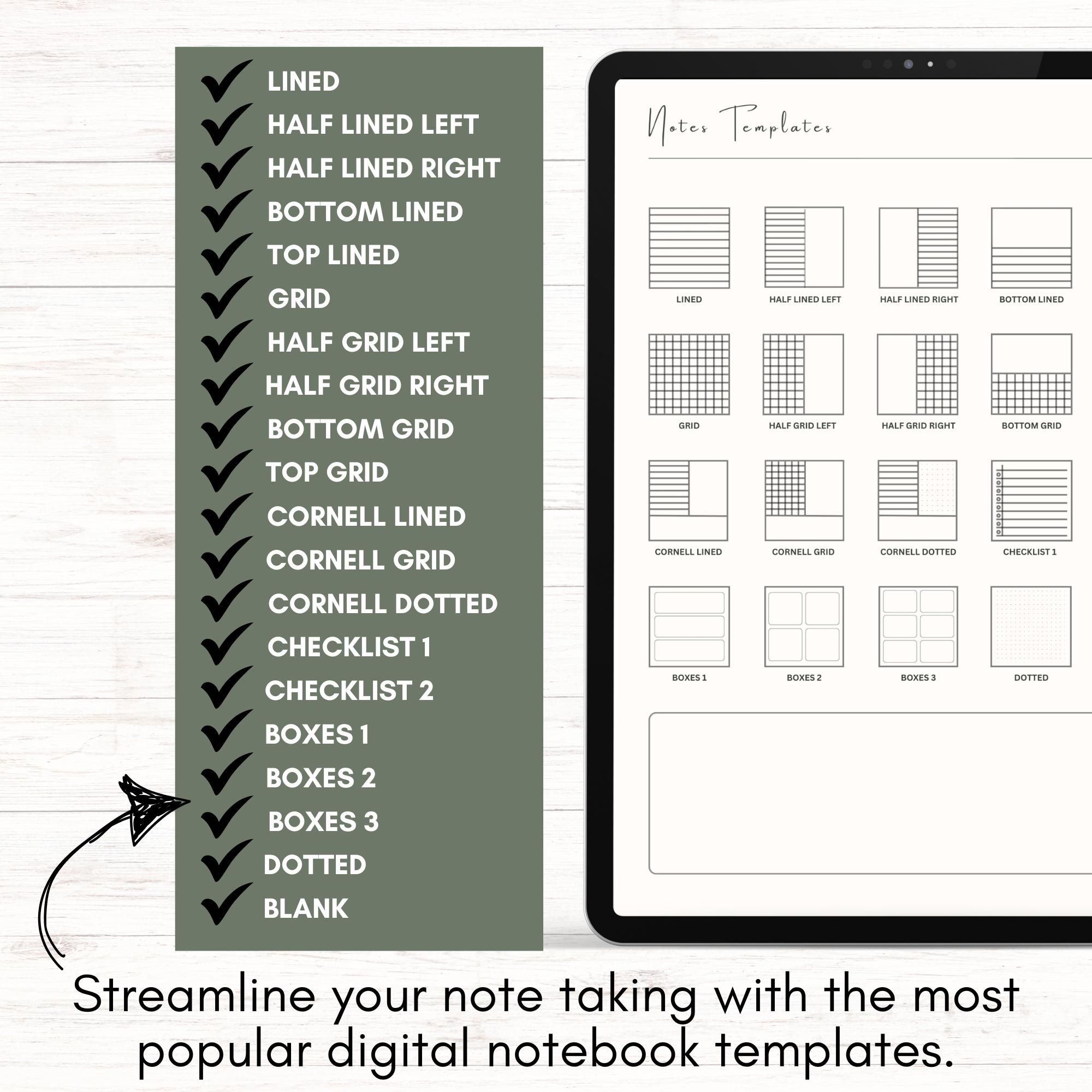 Digital Notebook With Hyperlinks, Goodnotes Templates Minimalist Design ...