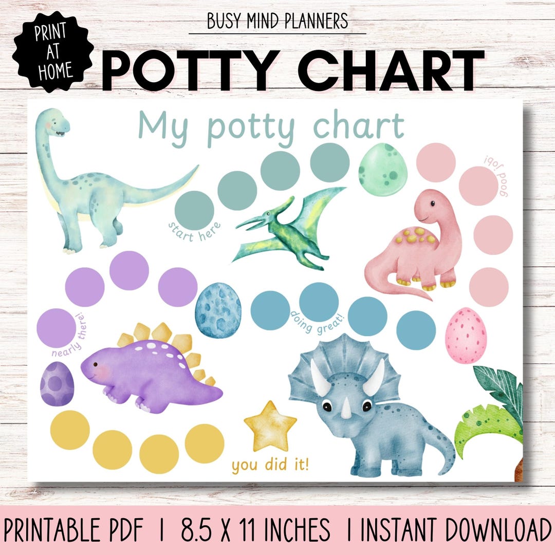 Potty Training Chart for Kids Dinosaur Reward Chart for Toddler Toilet ...