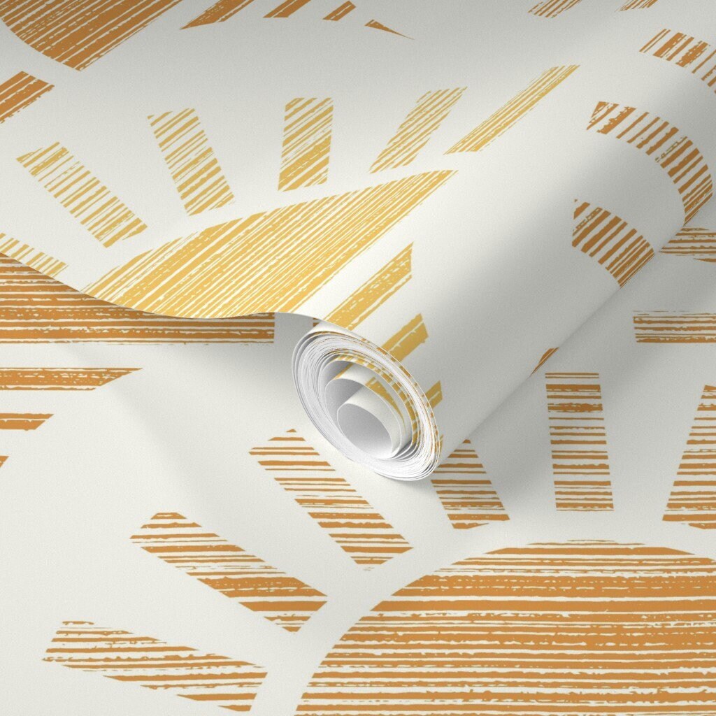 MCM Gold Sun Wallpaper, Removable Peel and Stick or Pre-pasted, Mid ...