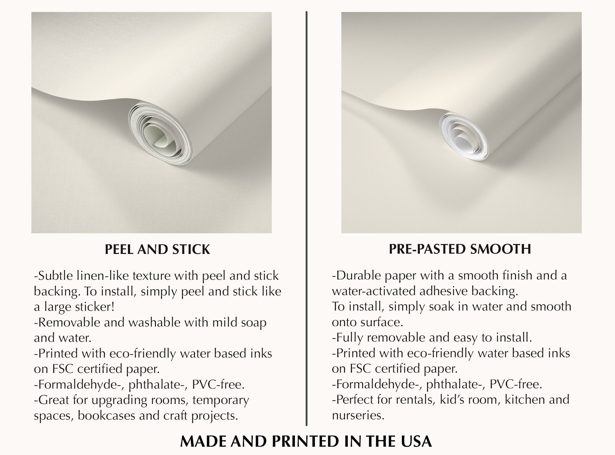 Ivory White Solid Color Wallpaper for Living Room, Bedroom, Kitchen ...