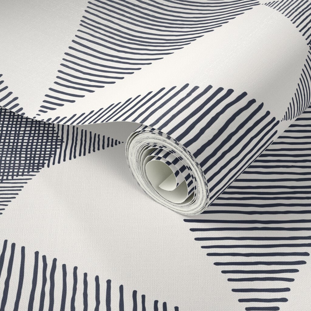 Blue Stars Mid Century Modern Wallpaper. Navy Blue and White Geometric ...