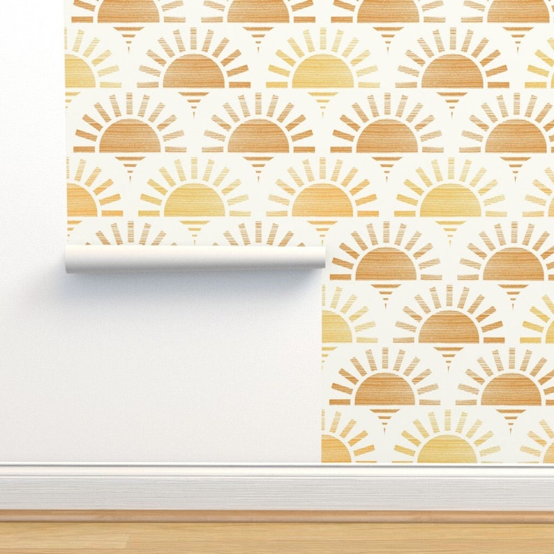 Golden Yellow Boho Sunshine Wallpaper for Kids, Bedroom, Kitchen ...