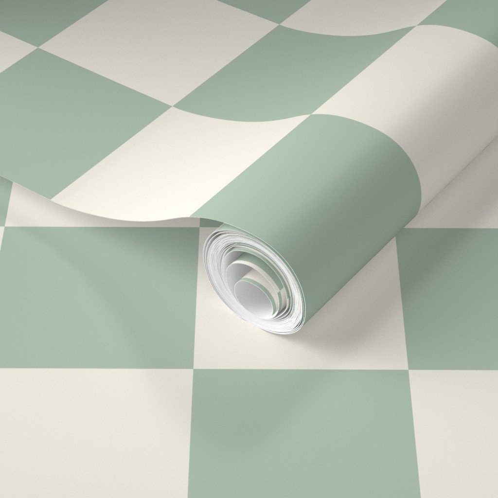 Green and White Checkered Wallpaper for Kids Bedroom. Green and White ...