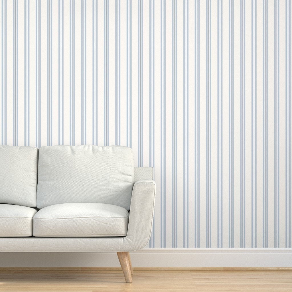 Blue Ticking Stripe Wallpaper, Peel and Stick or Pre-pasted, Baby Boys ...