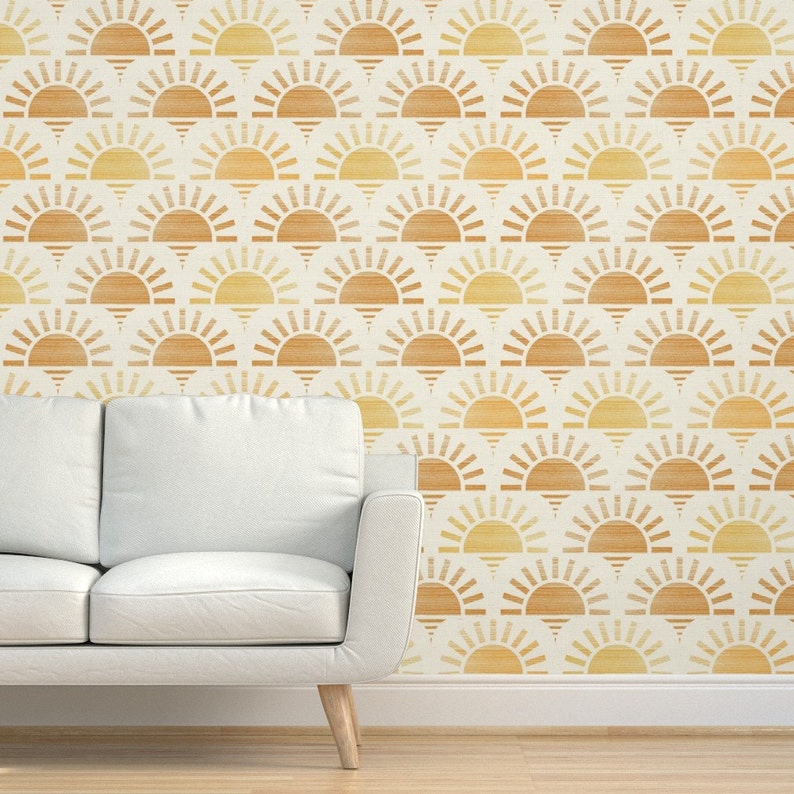 Golden Yellow Boho Sunshine Wallpaper for Kids, Bedroom, Kitchen ...