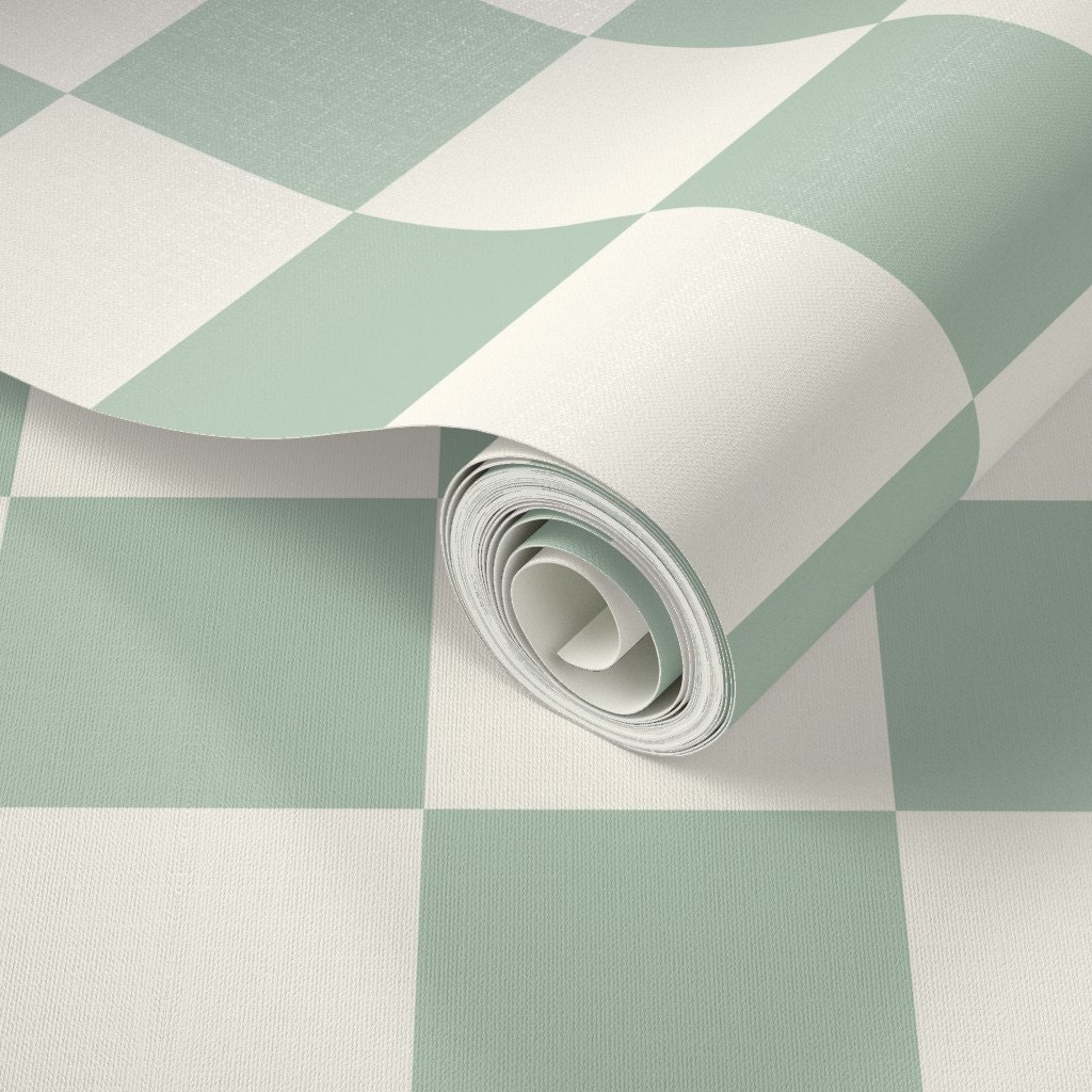 Green and White Checkered Wallpaper for Kids Bedroom. Green and White ...