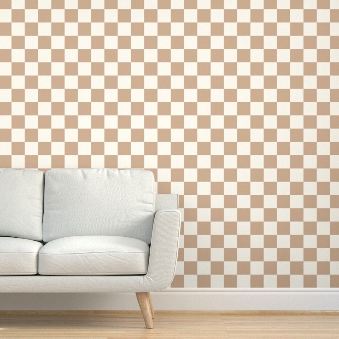 Brown and White Checkered Wallpaper Children's Bedroom Kid's Playroom ...