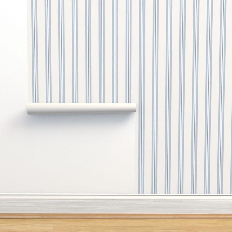 Blue Ticking Stripe Wallpaper, Peel and Stick or Pre-pasted, Baby Boys ...