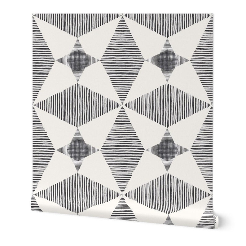 Mid Century Modern Geometric Wallpaper, Black & White, Peel and Stick ...