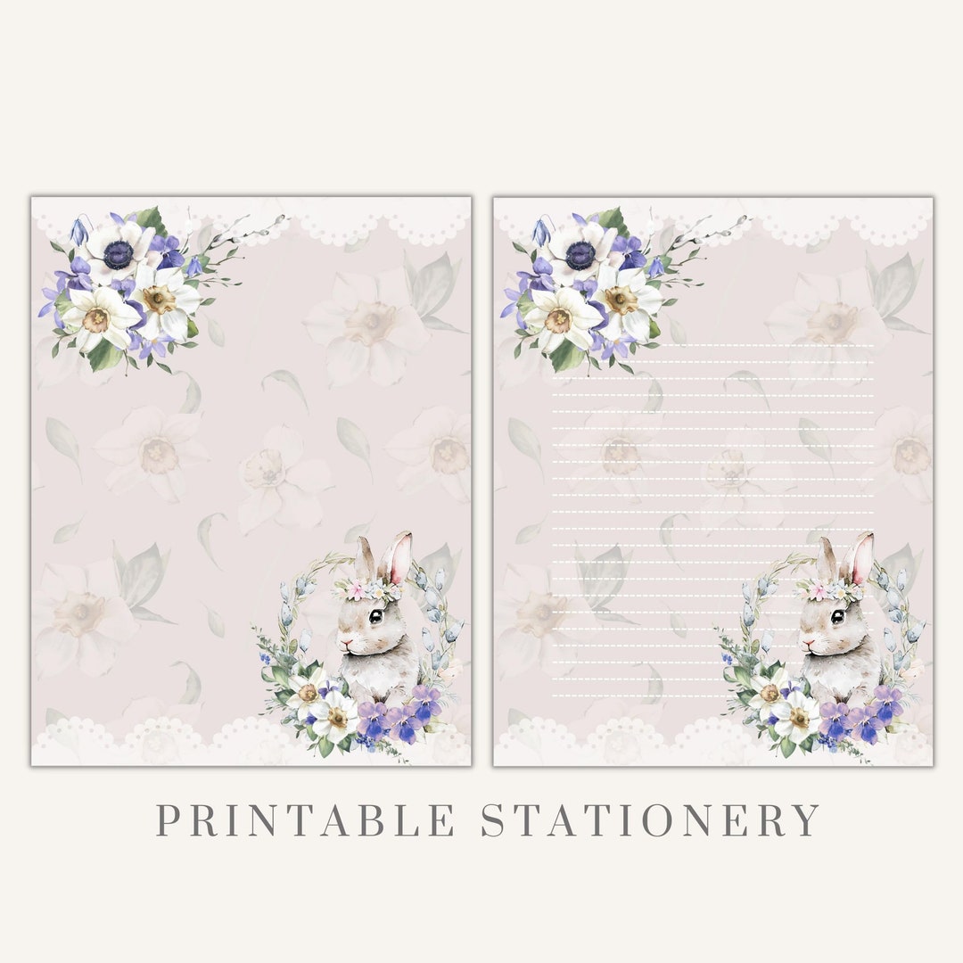 Letter Writing Paper Printable Stationery Easter Rabbit Letter - Etsy