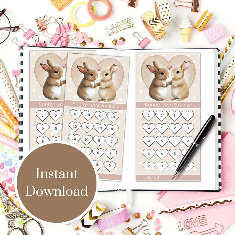 Printable Bunny Love Savings Challenge Money Budgeting Cute - Etsy