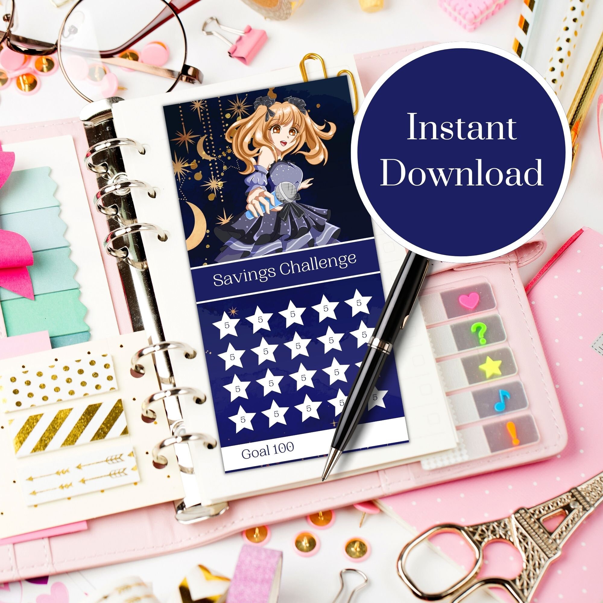 Printable Cute Anime Girl Savings Challenge Mini Beauty Money - Etsy ...