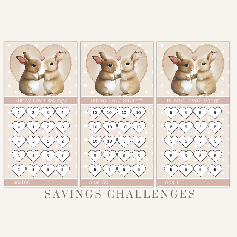 Printable Bunny Love Savings Challenge Money Budgeting Cute - Etsy