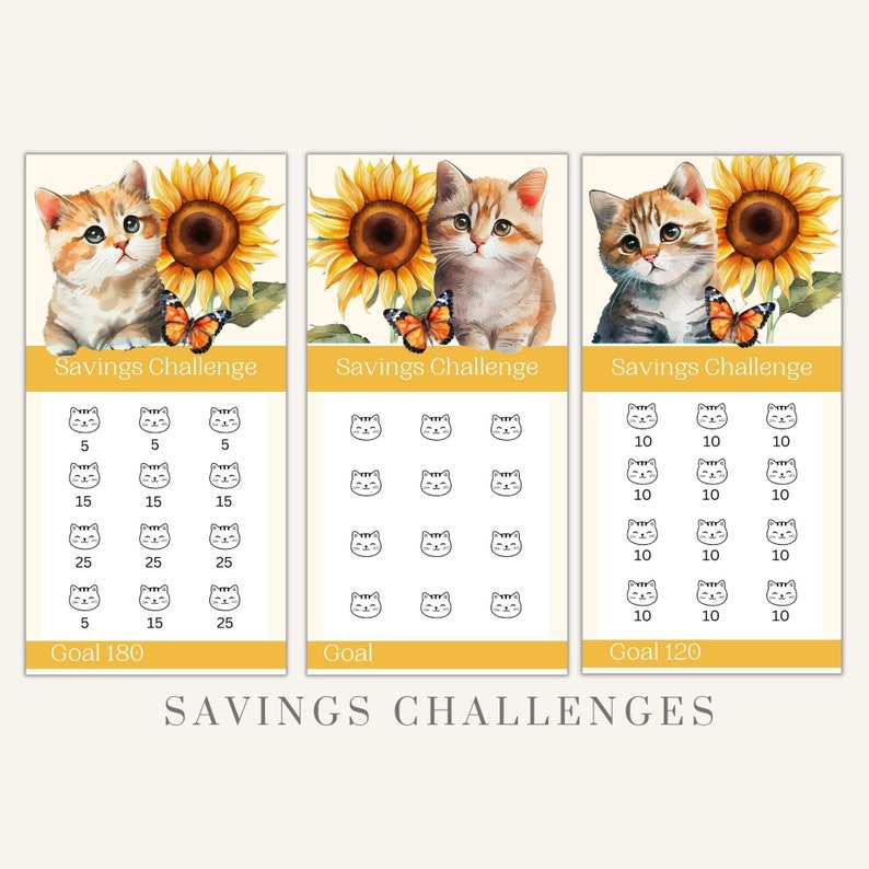 Printable Cat Savings Challenge Cute Mini Pet Vet Savings - Etsy