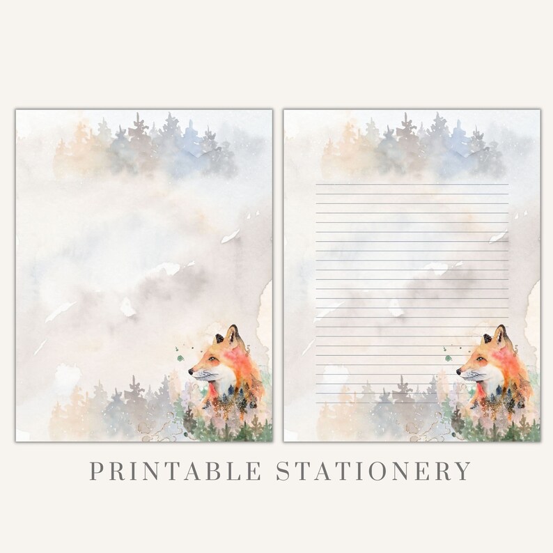 Fox Letter Paper Printable Stationery Writing Paper Journaling - Etsy