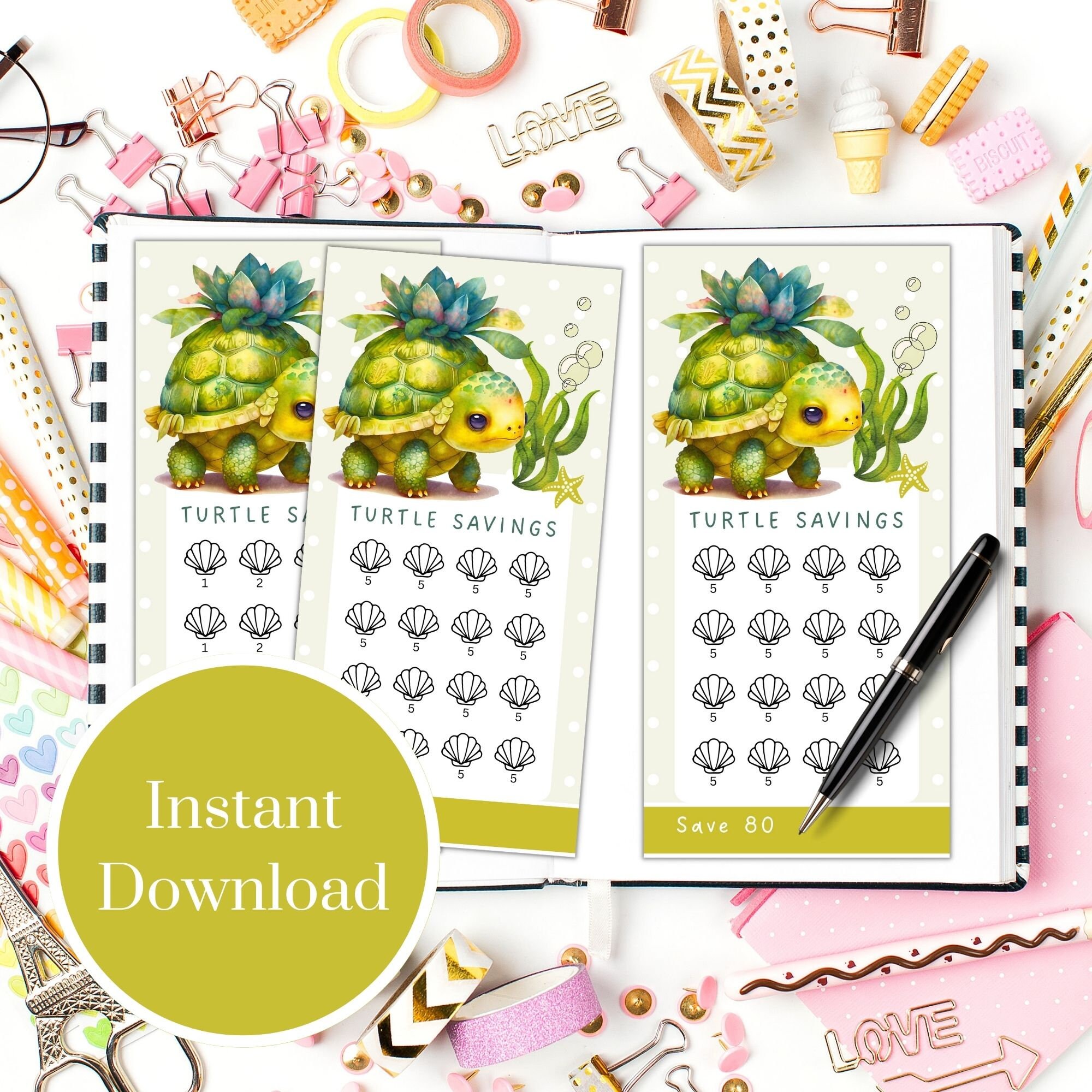 Printable Turtle Savings Challenges Mini Summer Vacation Money - Etsy