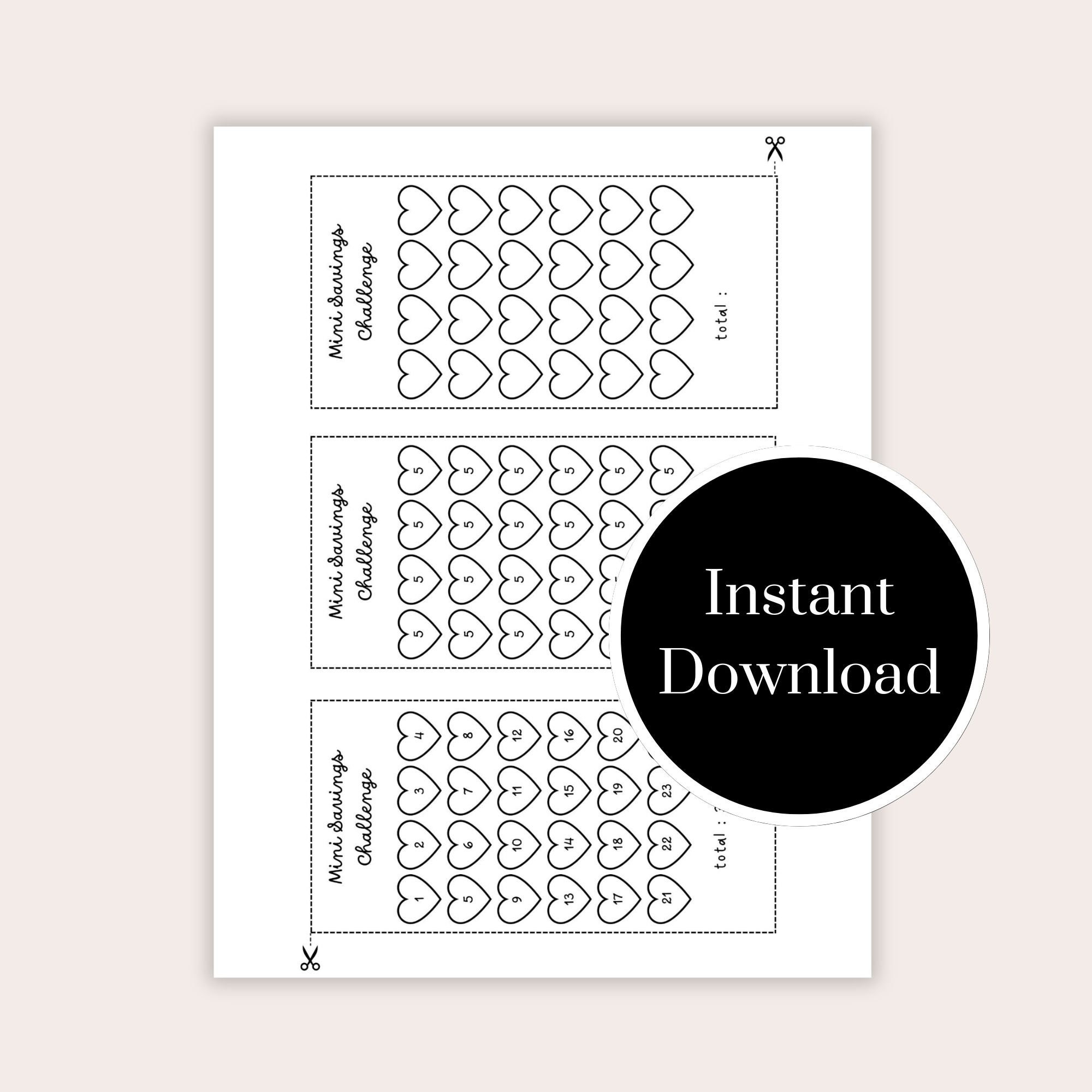 Mini Savings Challenge Printable Save 300 Challenge Cash - Etsy