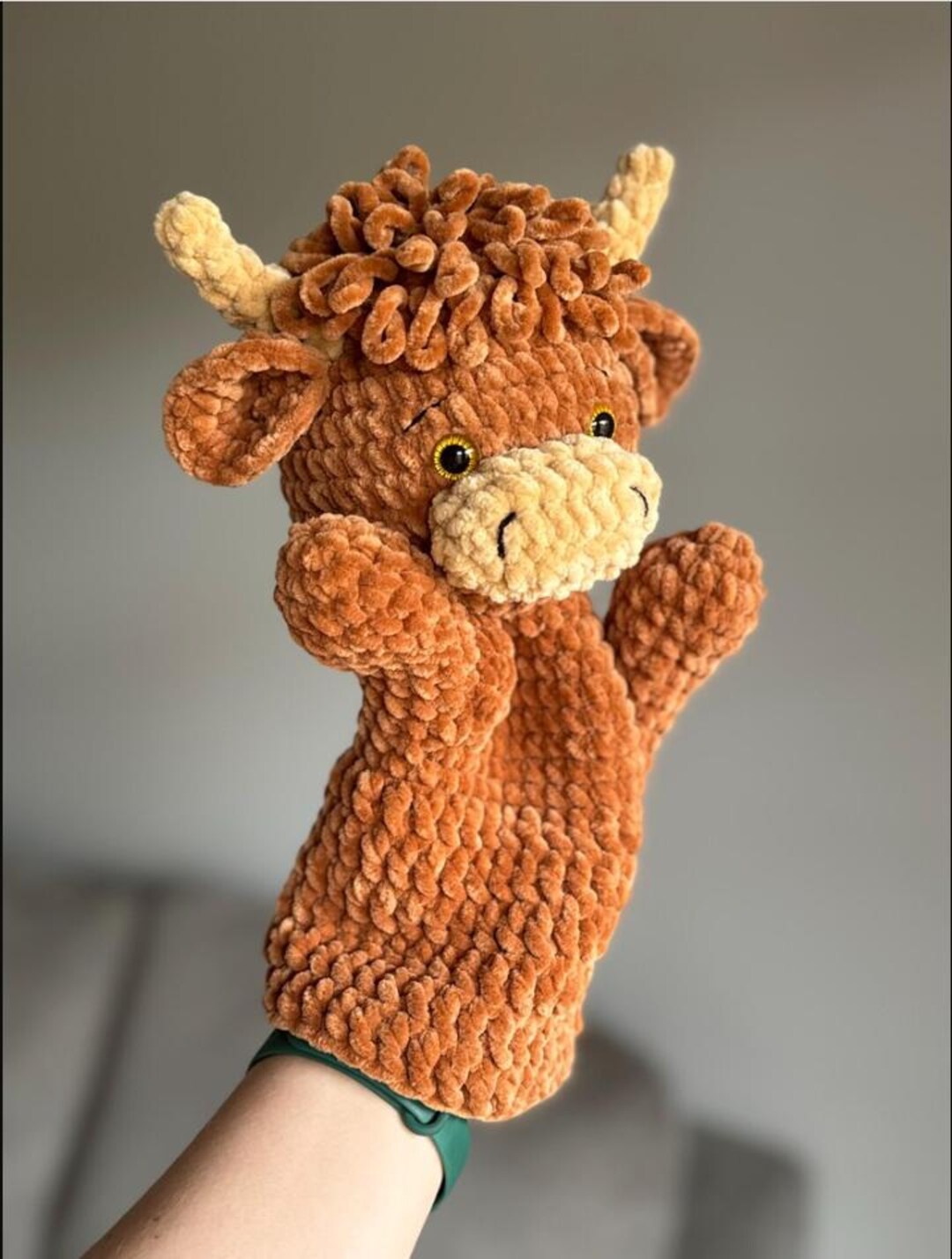 Crochet Highland Cow Hand Puppet Pattern | Farm Animal Crochet Toy ...