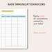 Baby Immunization Record Vaccine Log Immunization Schedule - Etsy