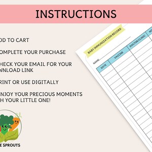 Baby Immunization Record Vaccine Log Immunization Schedule - Etsy