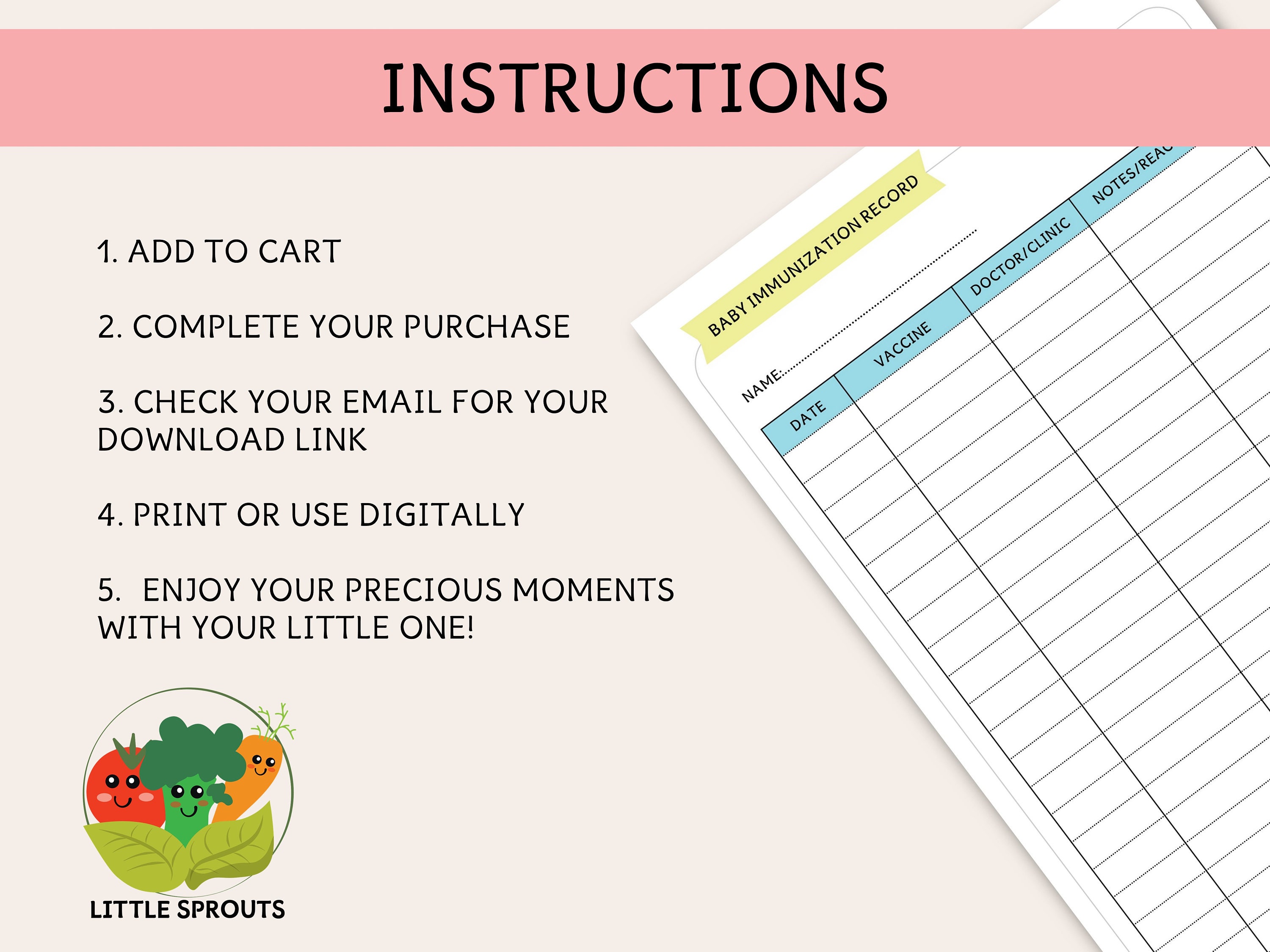 Baby Immunization Record Vaccine Log Immunization Schedule - Etsy