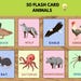 50 Animals Flashcard, Printable Montessori Flash Cards, Pre-school ...