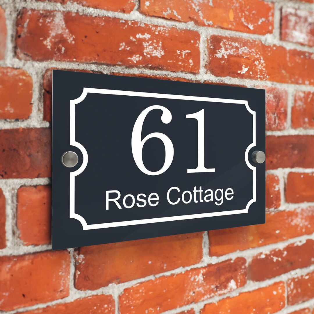Custom Signs Modern Anthracite House Number Sign Chamfered Border ...