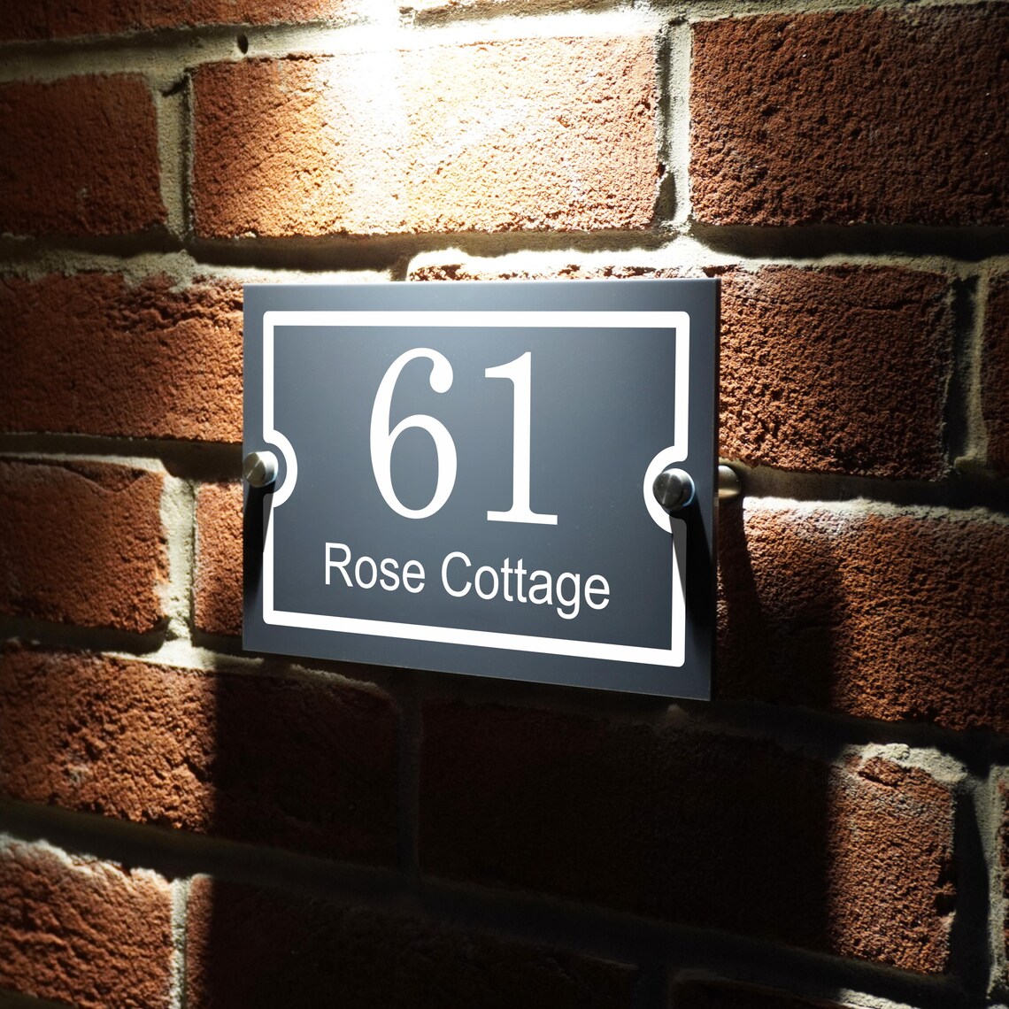 Custom Signs Modern Anthracite House Number Sign White Border ...