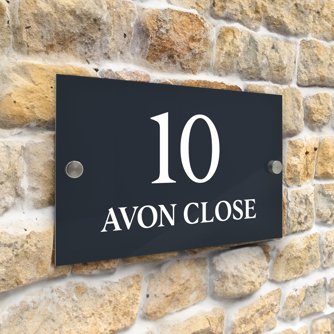 Custom Signs Modern Anthracite House Number Sign Simple - Stainless ...