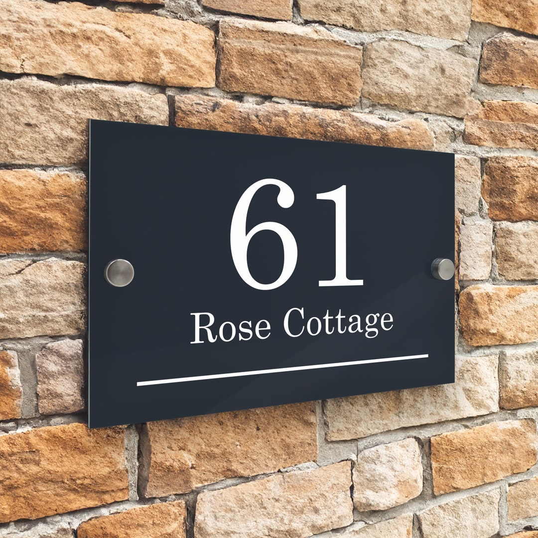 Custom Signs Modern Anthracite House Number Sign Bottom Line ...
