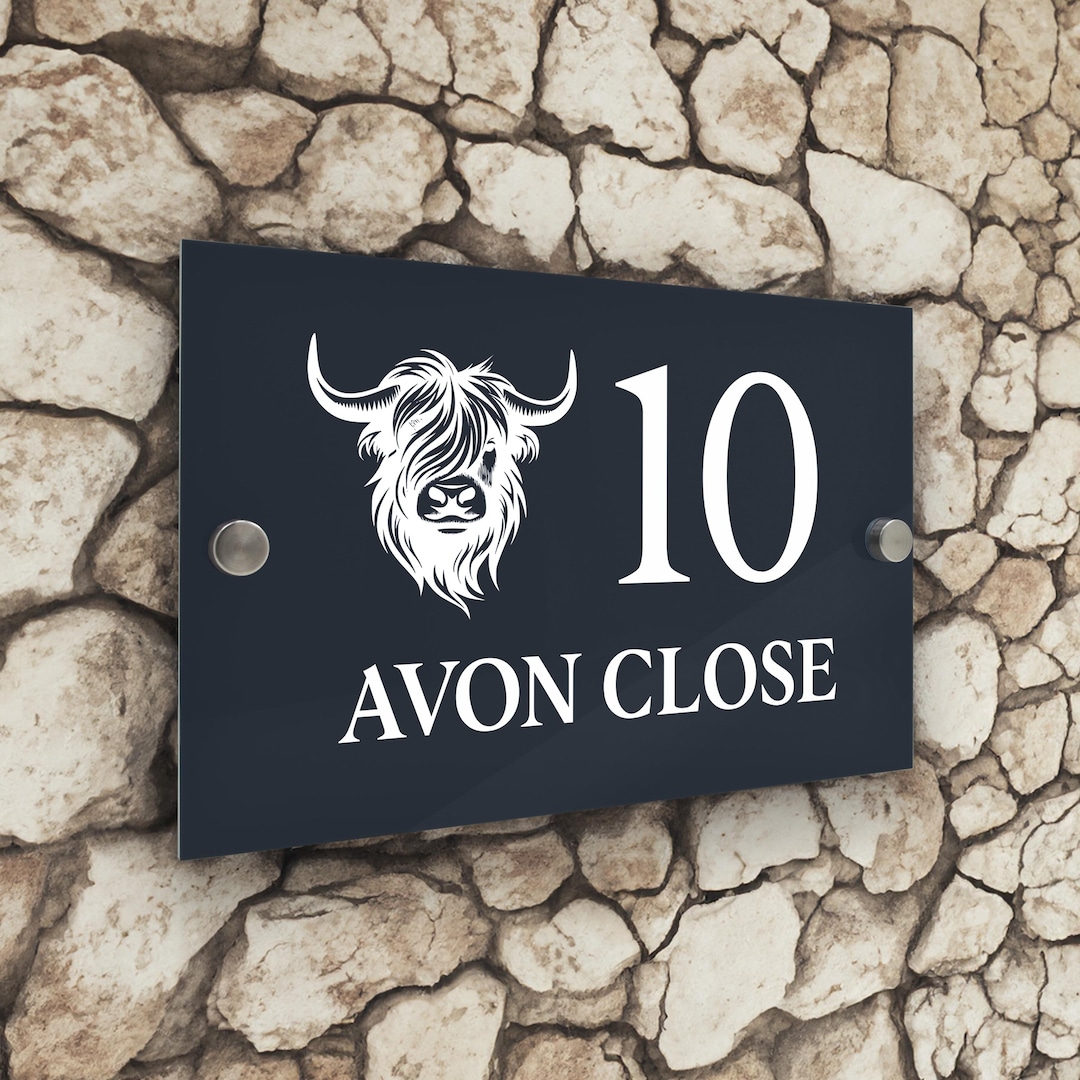 Custom Signs Modern Anthracite House Number Sign Plaque Stainless Steel ...
