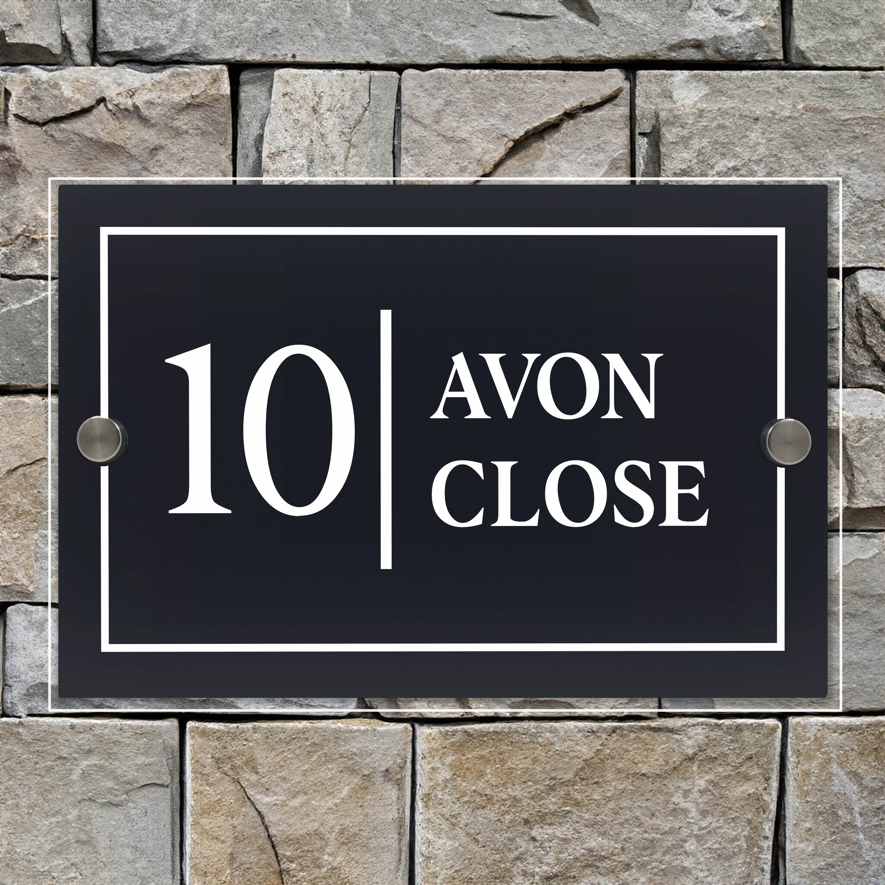 Custom Signs Layered Glass Effect Modern Anthracite House Number Sign ...