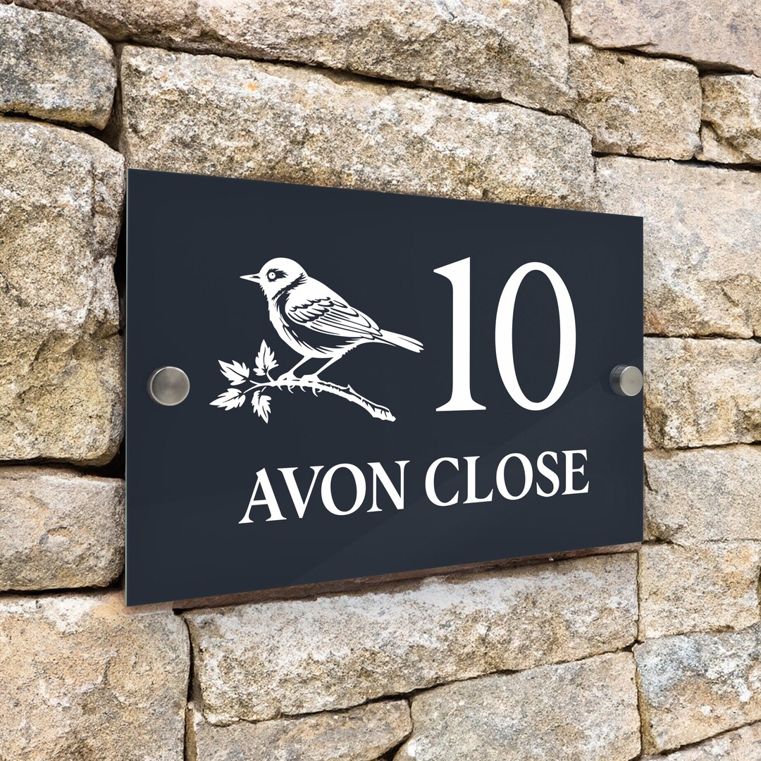 Custom Signs Modern Anthracite House Number Sign Plaque Stainless Steel ...
