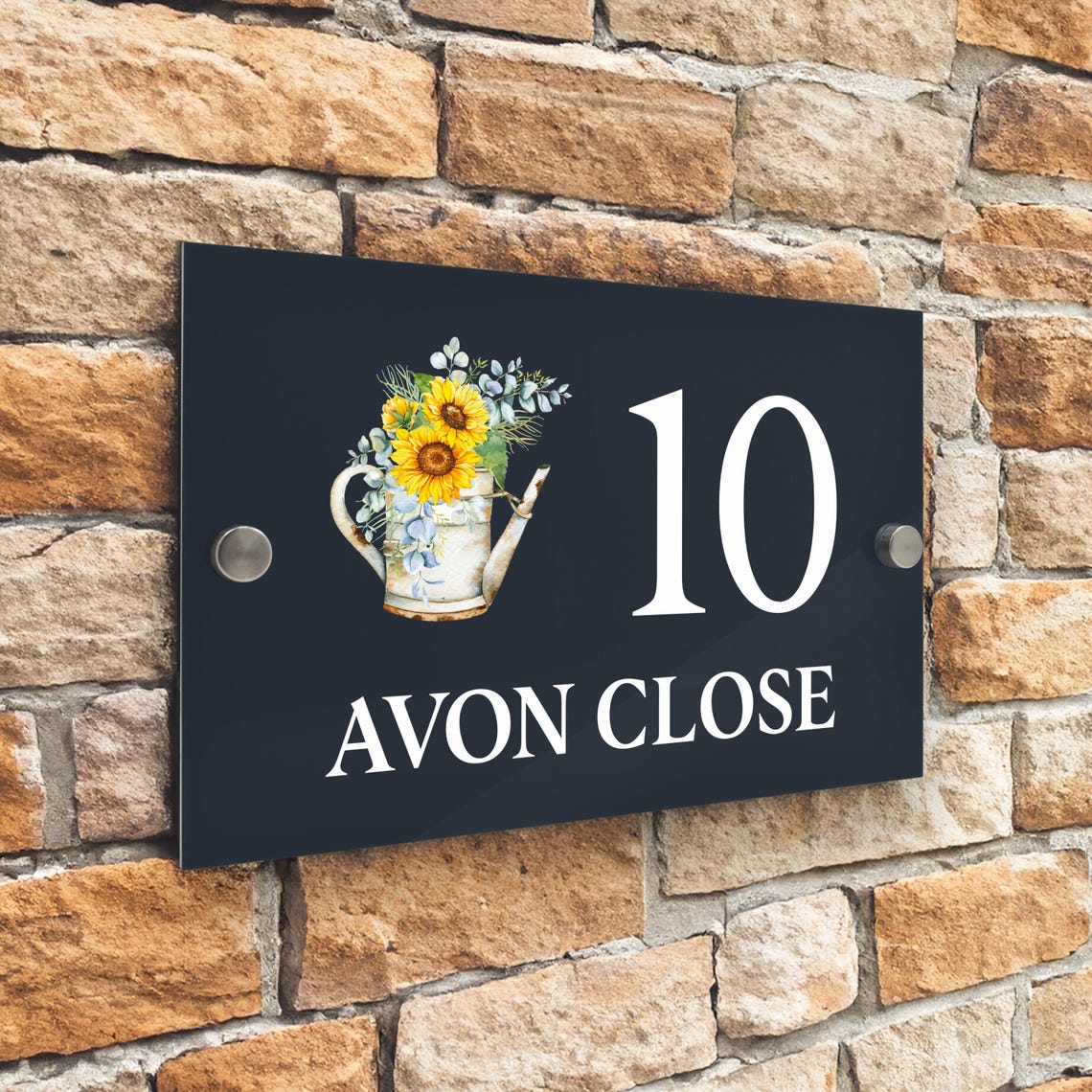 Custom Signs Modern Anthracite House Number Sign Plaque Stainless Steel ...