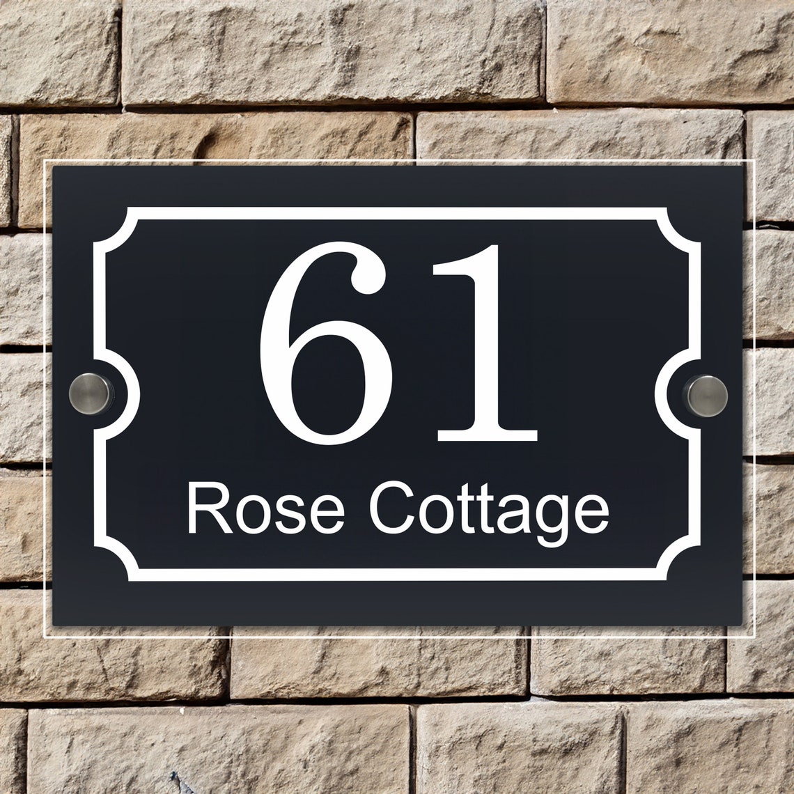 Custom Signs Layered Glass Effect Modern Anthracite House Number Sign ...