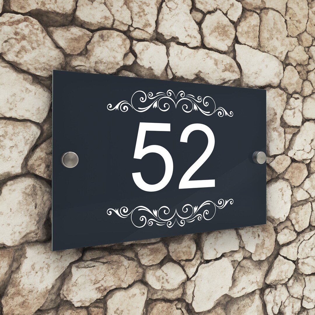 Custom Signs Modern Anthracite House Number Sign Decorative - Stainless ...