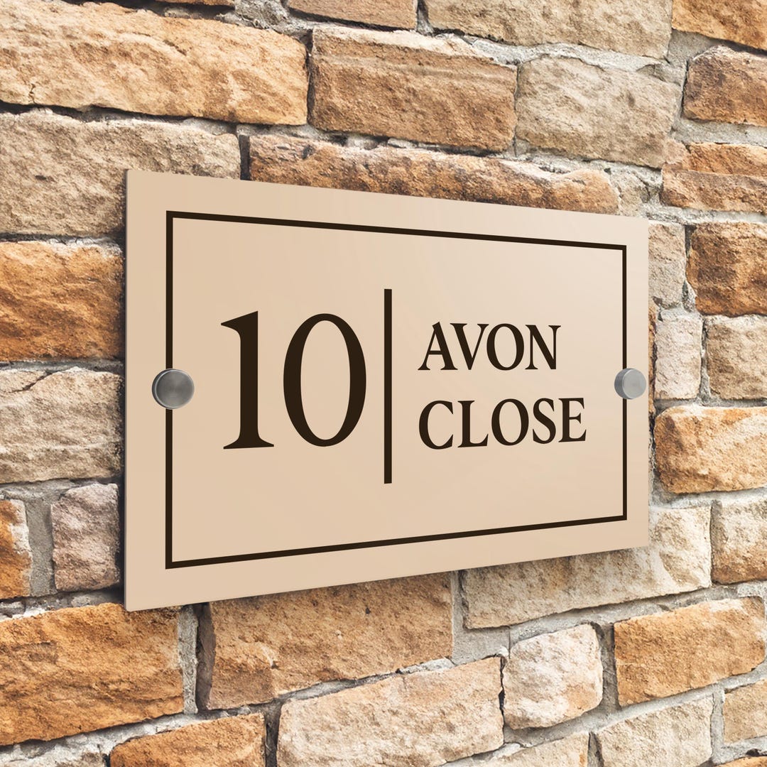 Custom Signs Modern Desert Beige House Door Number Plaque 20cm X 13cm ...
