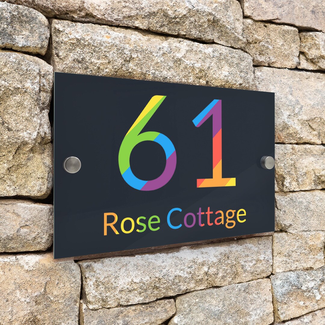 Custom Signs Modern Anthracite House Door Number Plaque 20cm X 13cm ...