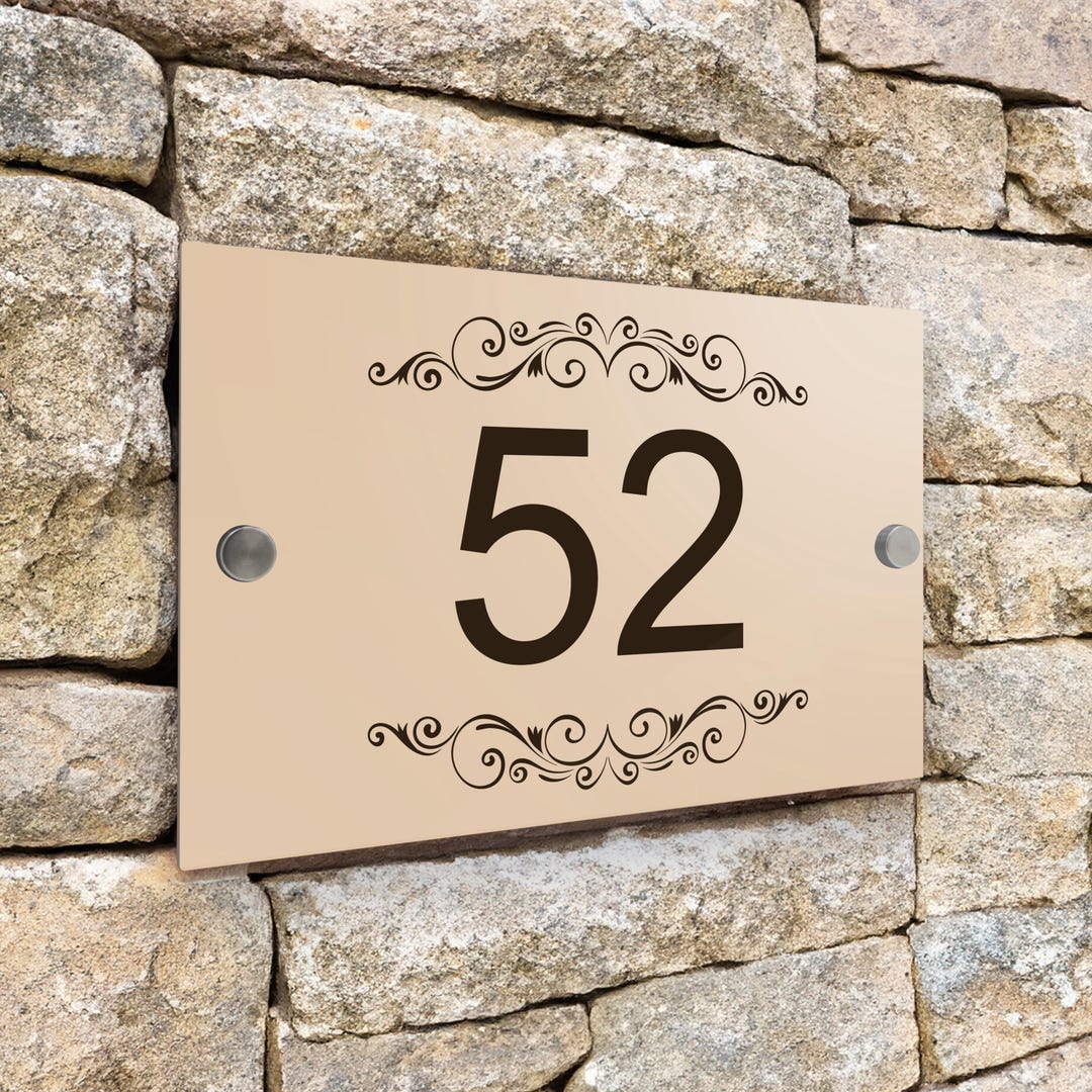 Custom Signs Modern Desert Beige House Door Number Plaque 20cm X 13cm ...
