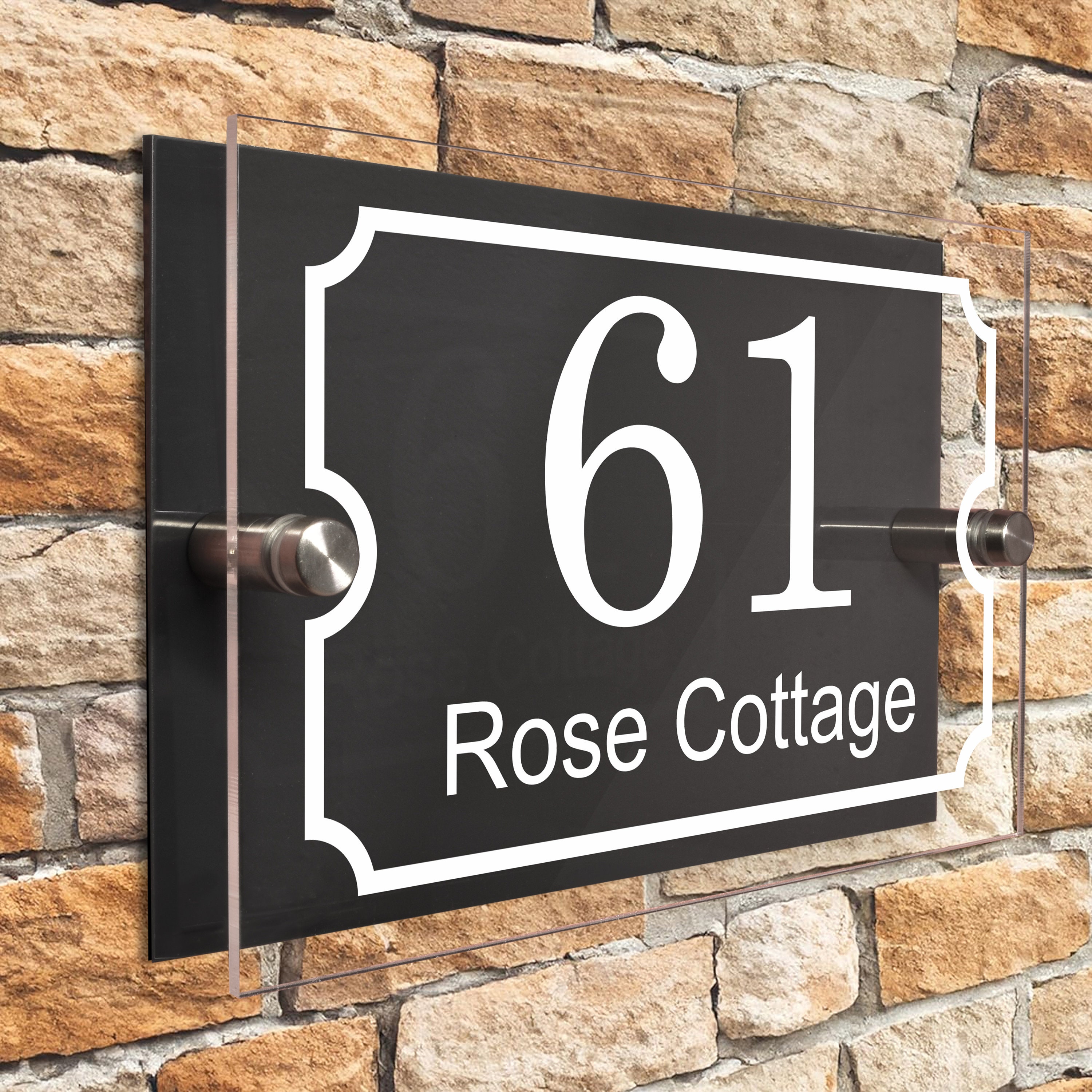 Custom Signs Layered Glass Effect Modern Anthracite House Number Sign ...