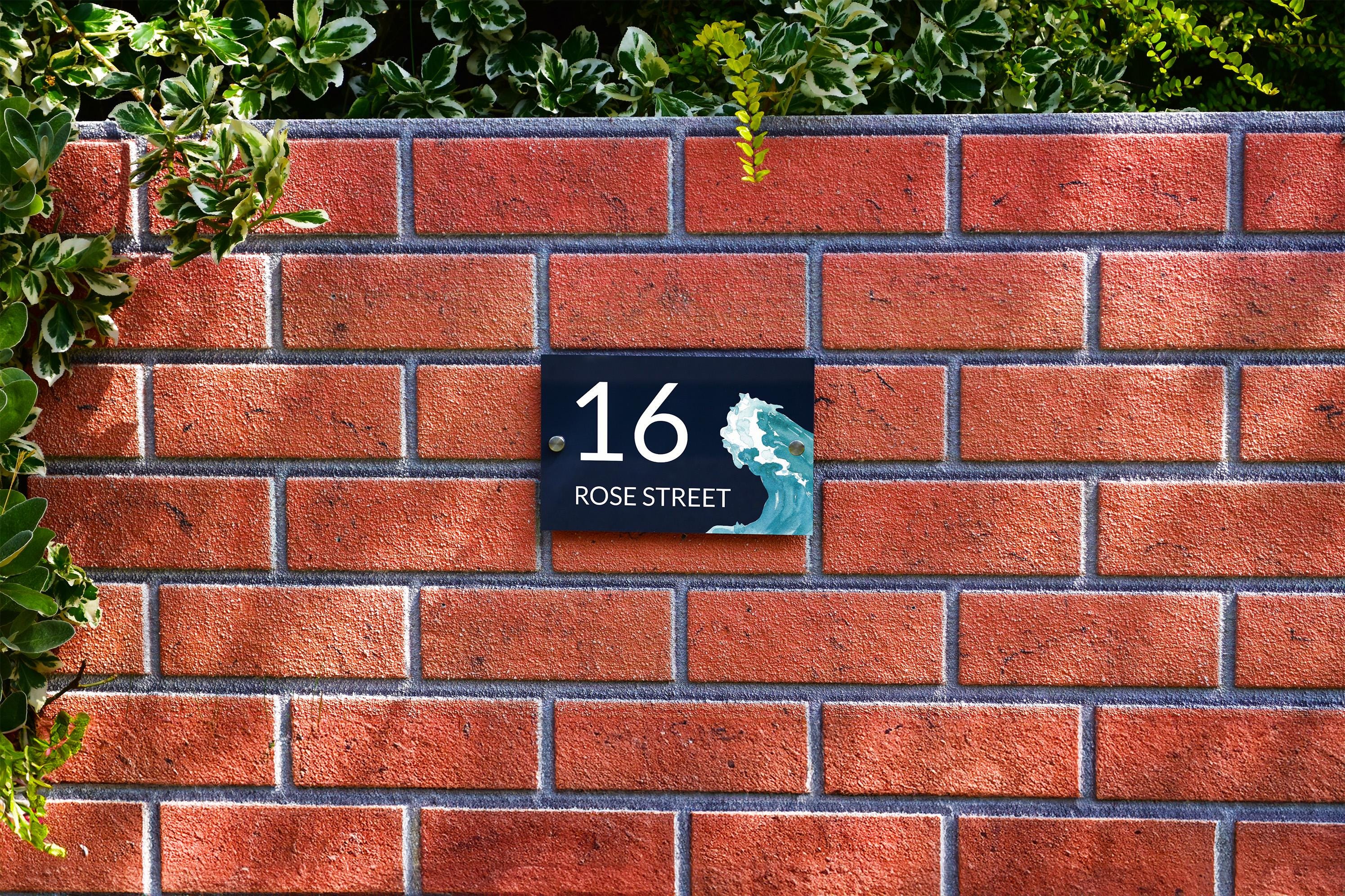 Custom Signs Modern Anthracite House Number Sign Wave Design ...