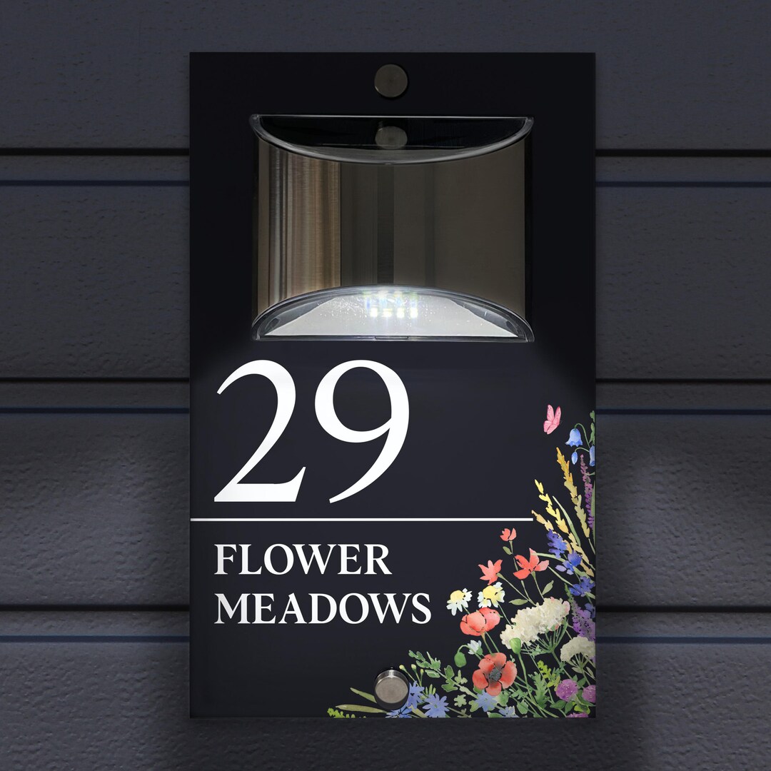 Custom Signs Solar Illuminated Modern Anthracite House Number Sign 24cm ...