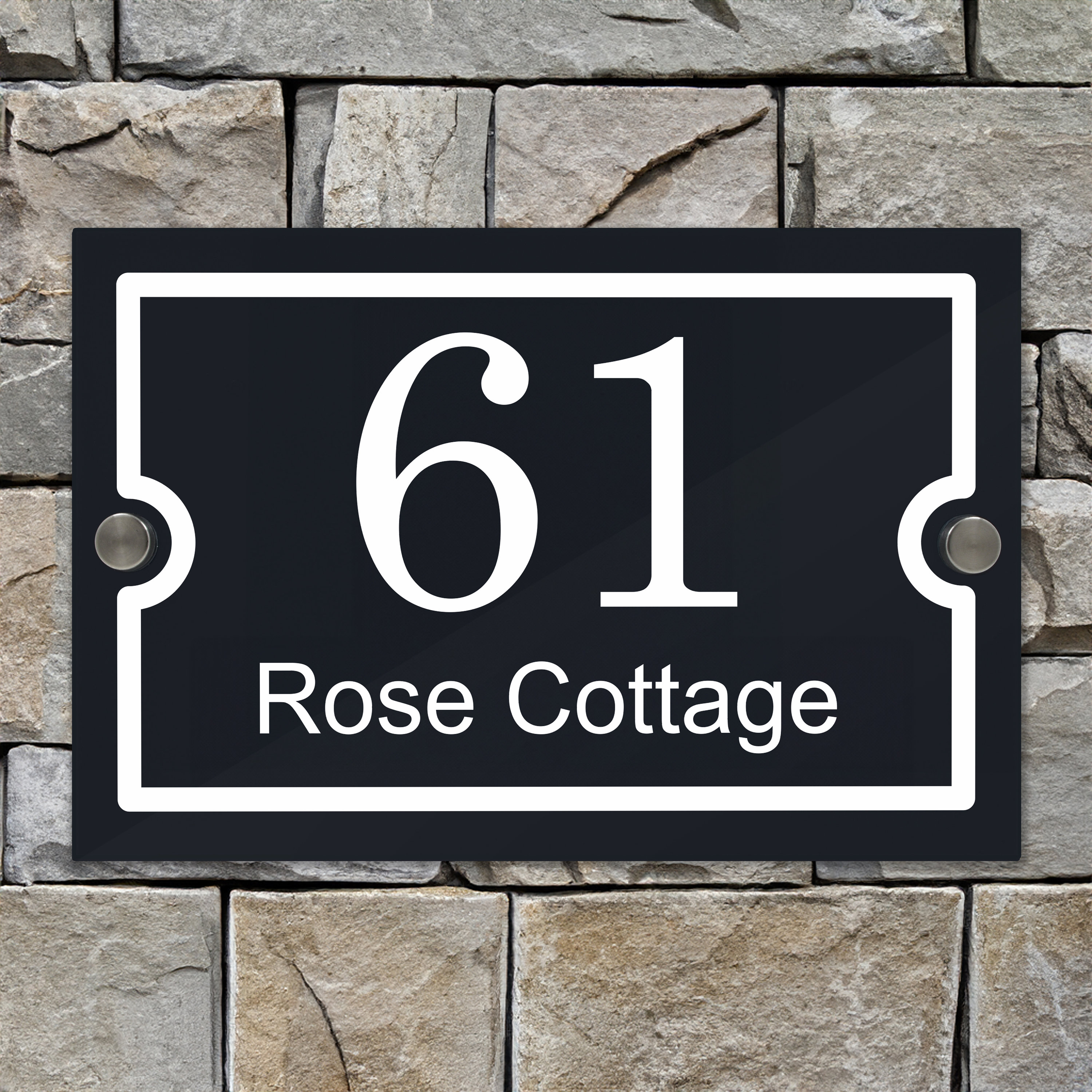 Custom Signs Modern Anthracite House Number Sign White Border ...