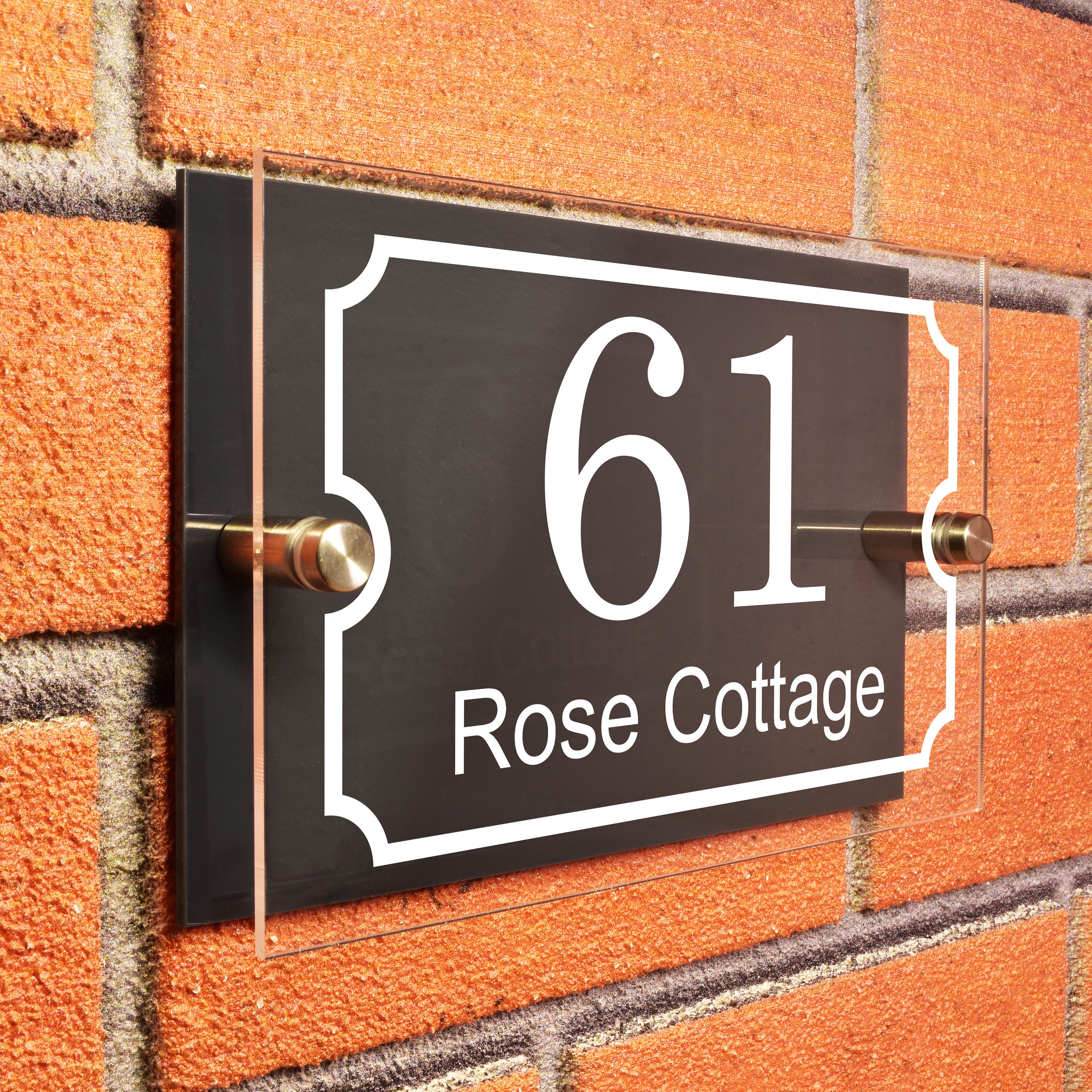 Custom Signs Layered Glass Effect Modern Anthracite House Number Sign ...