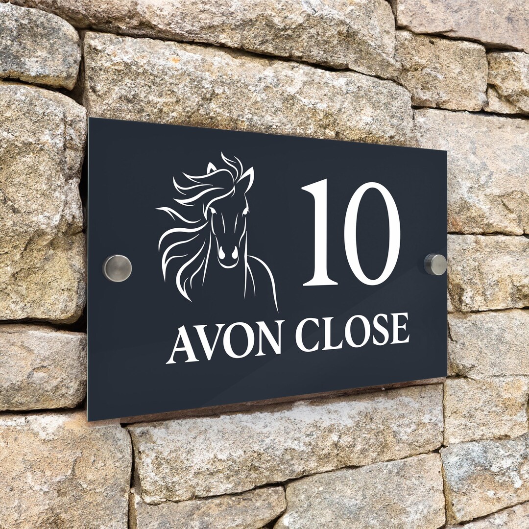 Custom Signs Modern Anthracite House Number Sign Plaque Stainless Steel ...