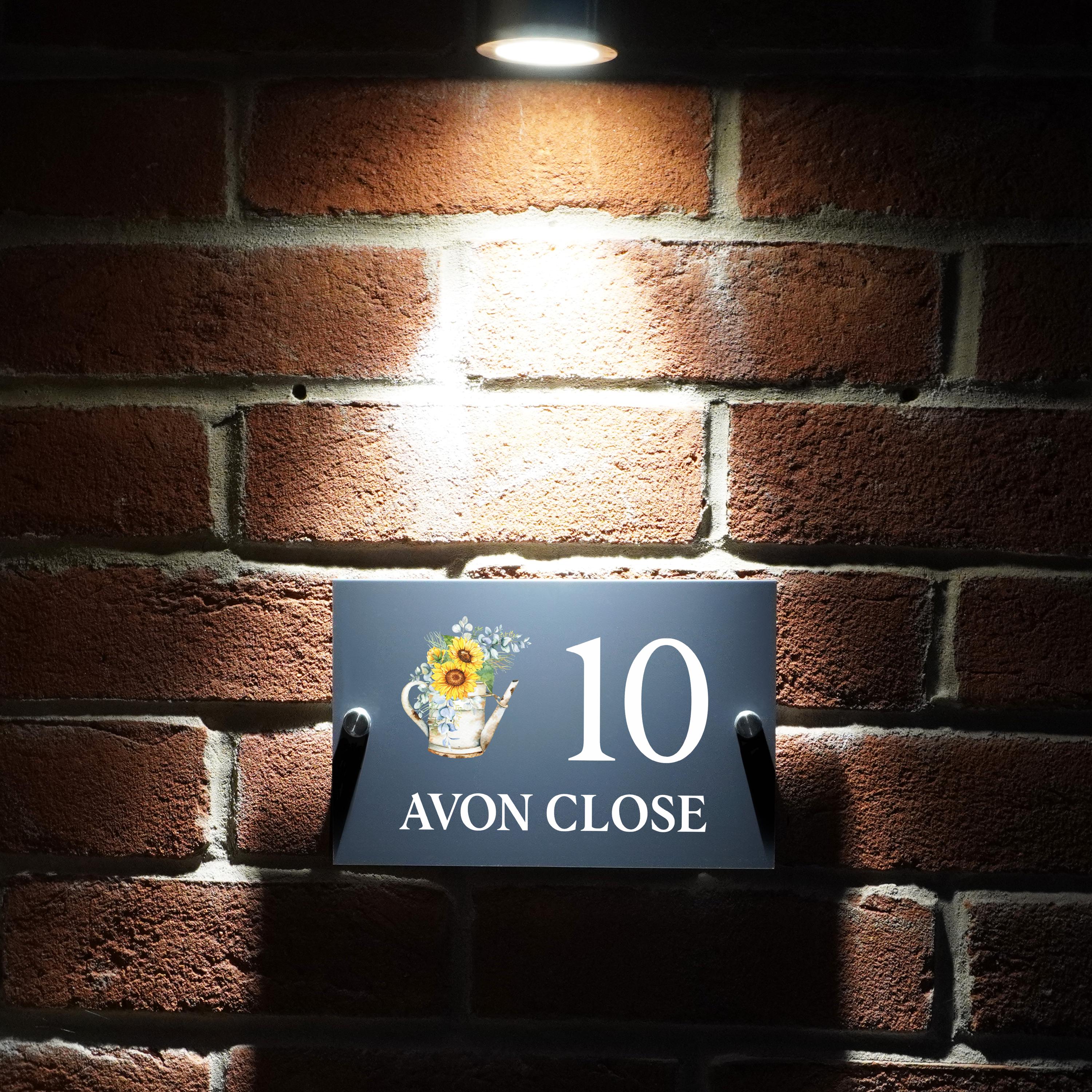 Custom Signs Modern Anthracite House Number Sign Plaque Stainless Steel ...
