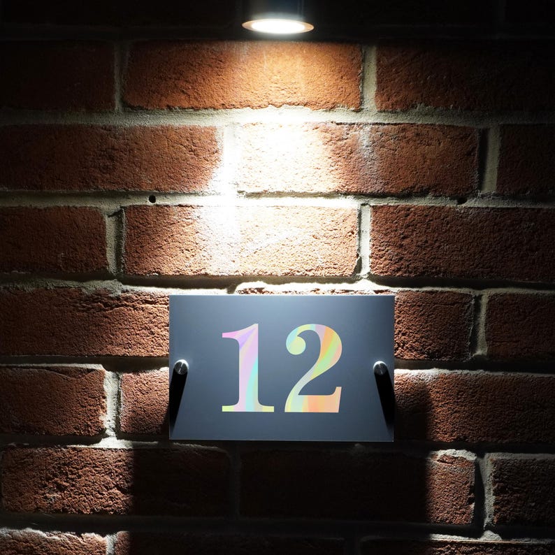 Custom Signs Modern Anthracite House Number Sign Colourful Gradient ...