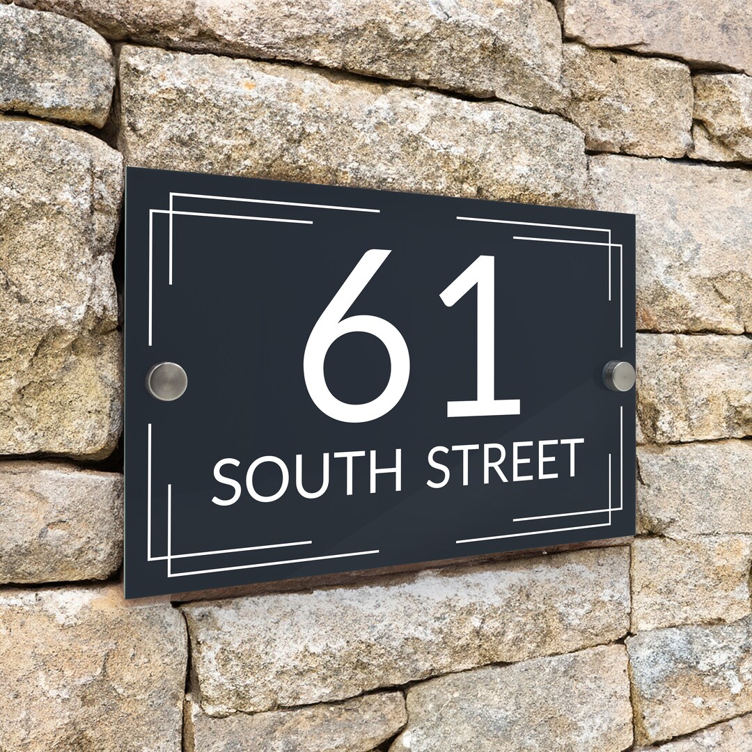Custom Signs Modern Anthracite House Number Sign Plaque Stainless Steel ...