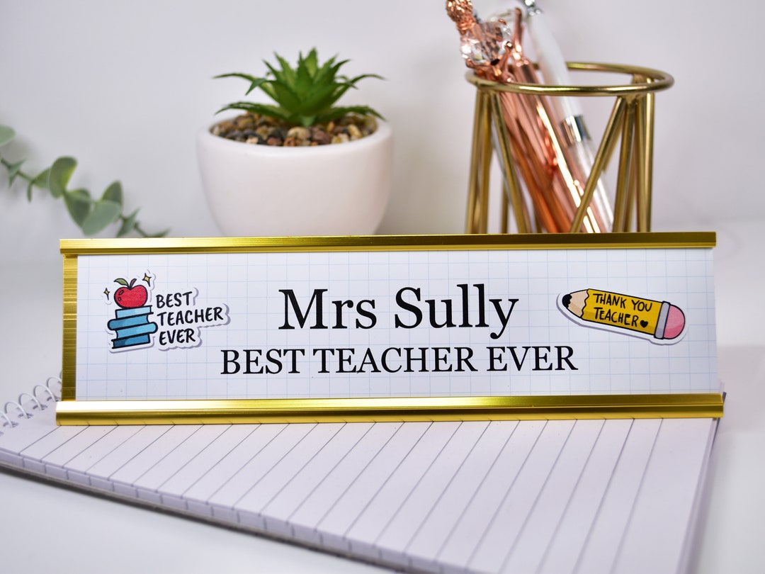 Decorative Leavers Gift Pencil Graph Paper Teacher Desk Name Plaque ...