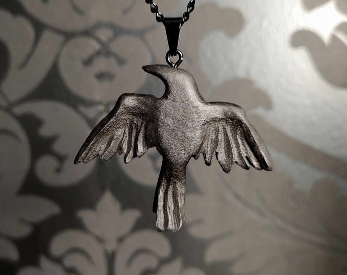 Raven Pendant - Carved Maple Wood Raven Pendant - Odin Pendant - Gothic ...